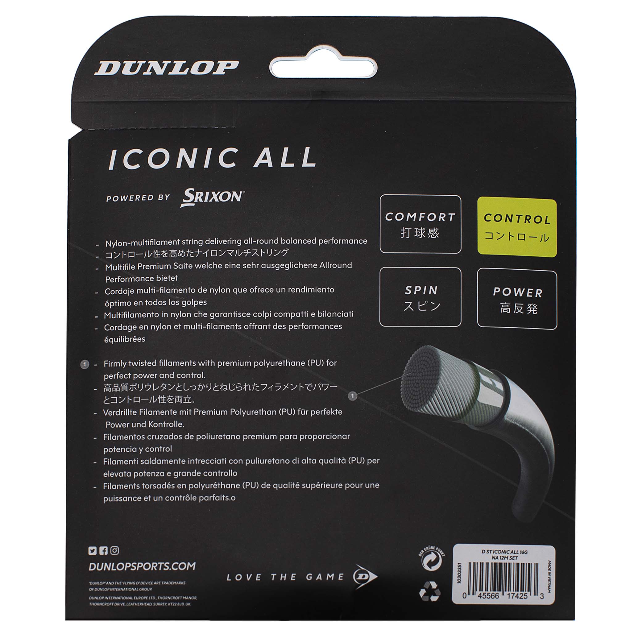 Stygos teniso raketei DUNLOP ICONIC ALL 16g/1.30mm 12m